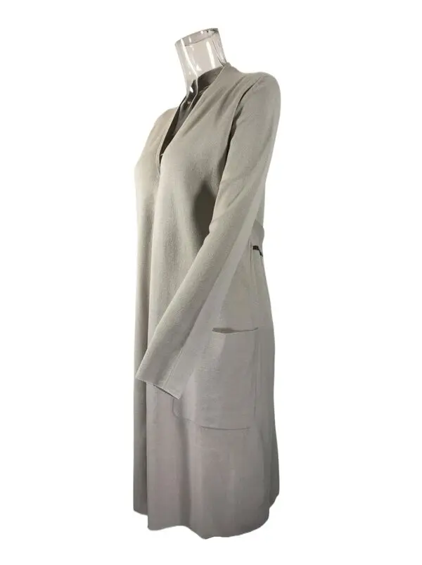 Max Mara Long Cardigan With Belt And Pockets - Gray