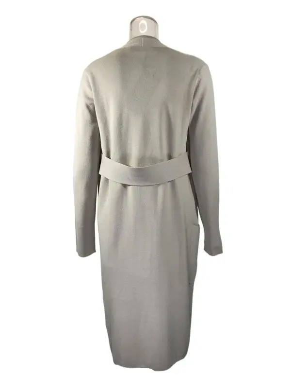 Max Mara Long Cardigan With Belt And Pockets - Gray