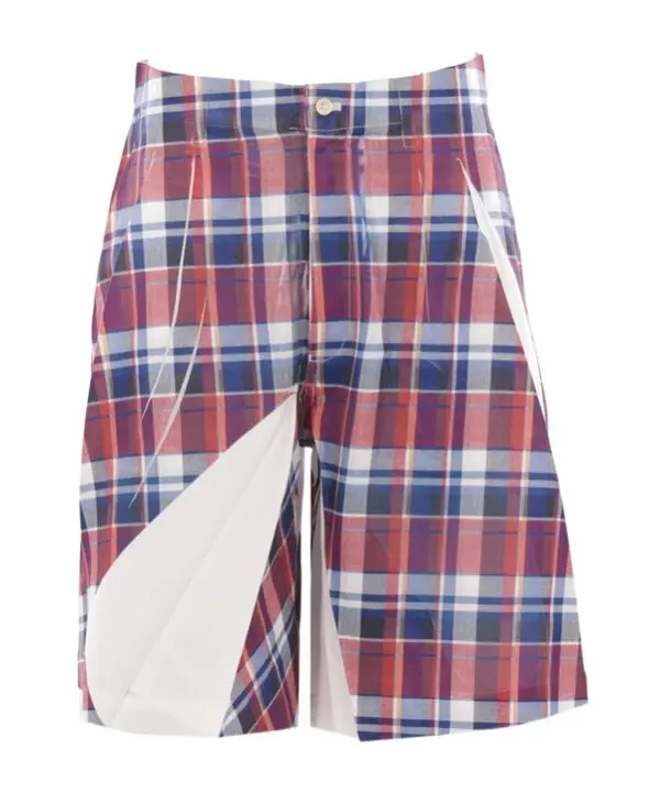 Comme Des Garçons Plaid Shorts With Button Fastening - Red