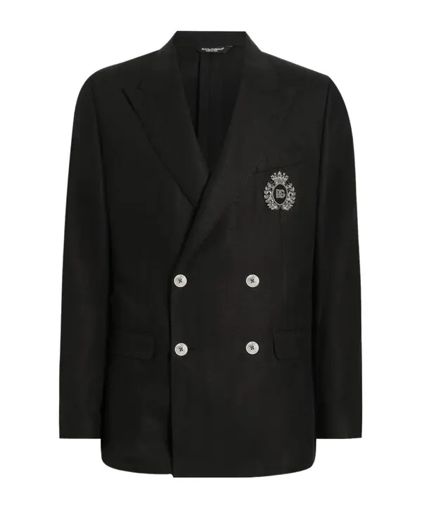 Dolce & Gabbana Heraldic Emblem Double-breasted Tailored Jacket - Black