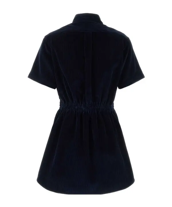 Miu Miu Short-sleeved Corduroy Shirt Dress - Navy Blue