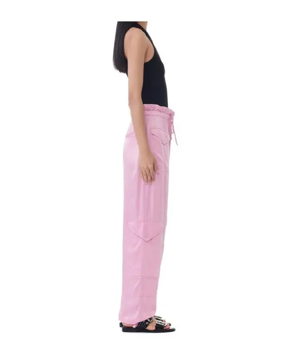 GANNI Drawstring Cargo Pants - Pink