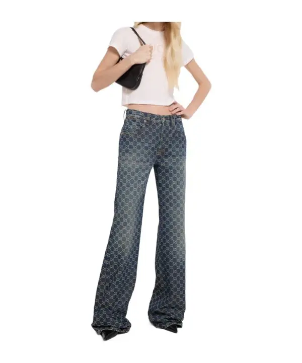 Gucci Gg Cotton Denim Jacquard Pants