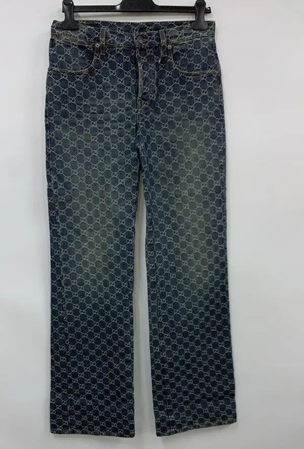 Gucci Gg Cotton Denim Jacquard Pants