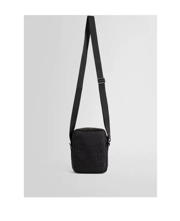 Versace Greca Plaque Foldover Top Messenger Bag