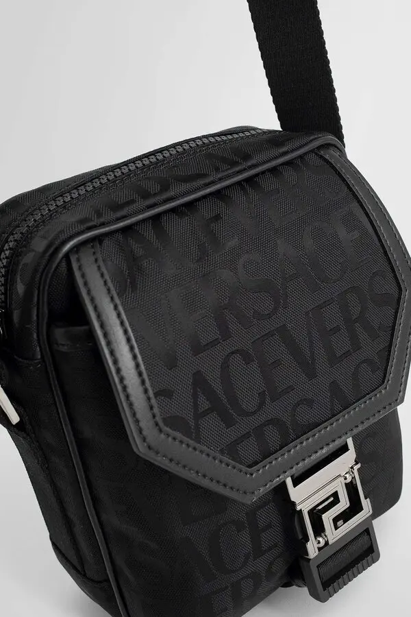 Versace Greca Plaque Foldover Top Messenger Bag