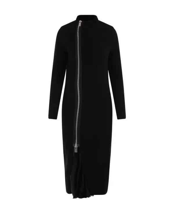 Sacai Layered Pleated Zip-up Midi Dress