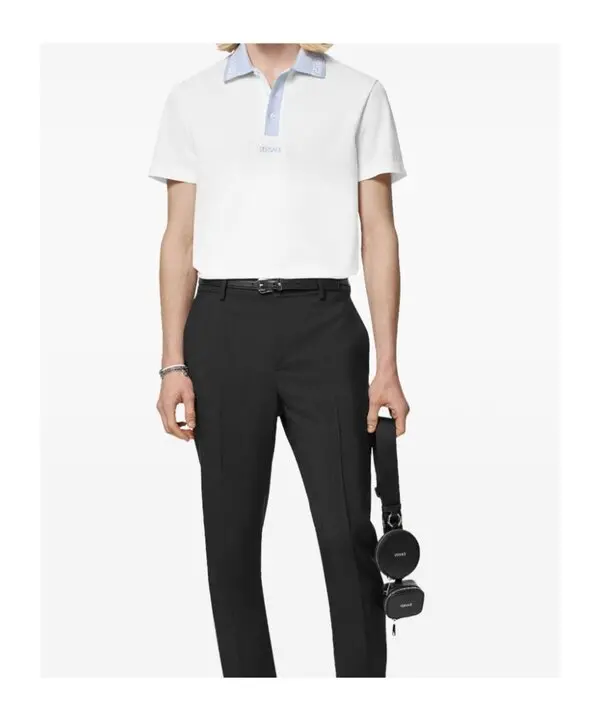 Versace Greca-collar Short-sleeved Polo Shirt