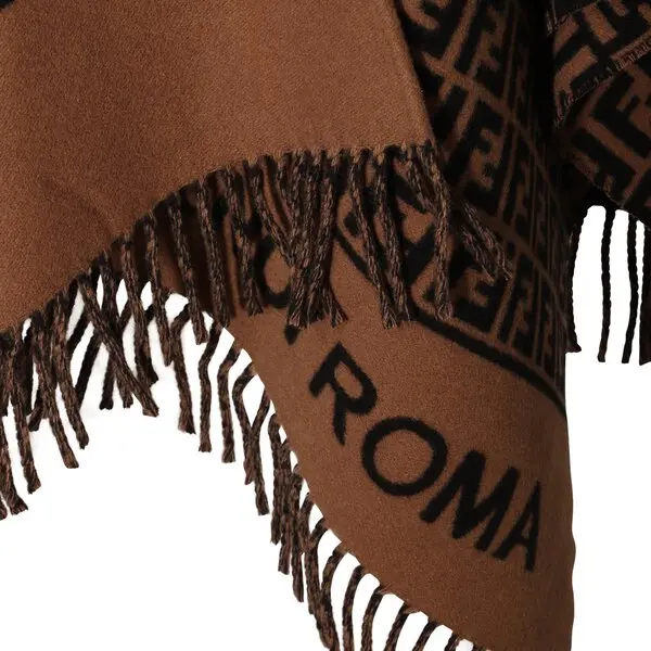 Fendi Ff Jacquard Fringed Poncho - No