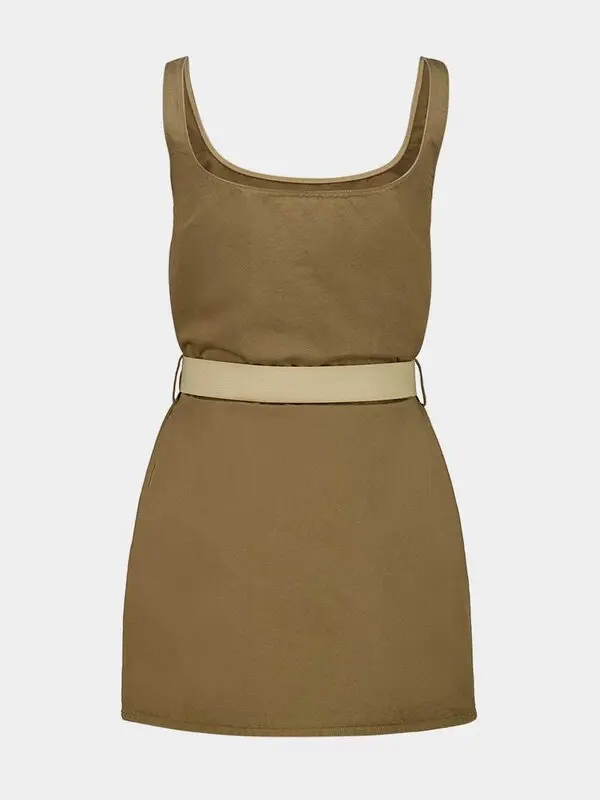 Miu Miu Gabardine Mini Dress With Belt