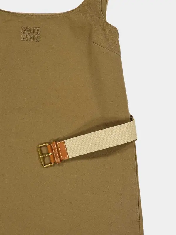 Miu Miu Gabardine Mini Dress With Belt