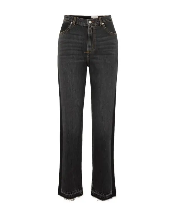 Alexander McQueen Flared Denim Jeans With Button Detail And Zipper Closure