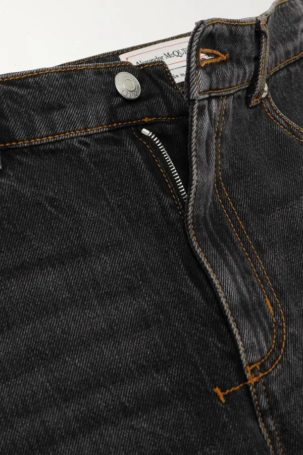 Alexander McQueen Flared Denim Jeans With Button Detail And Zipper Closure