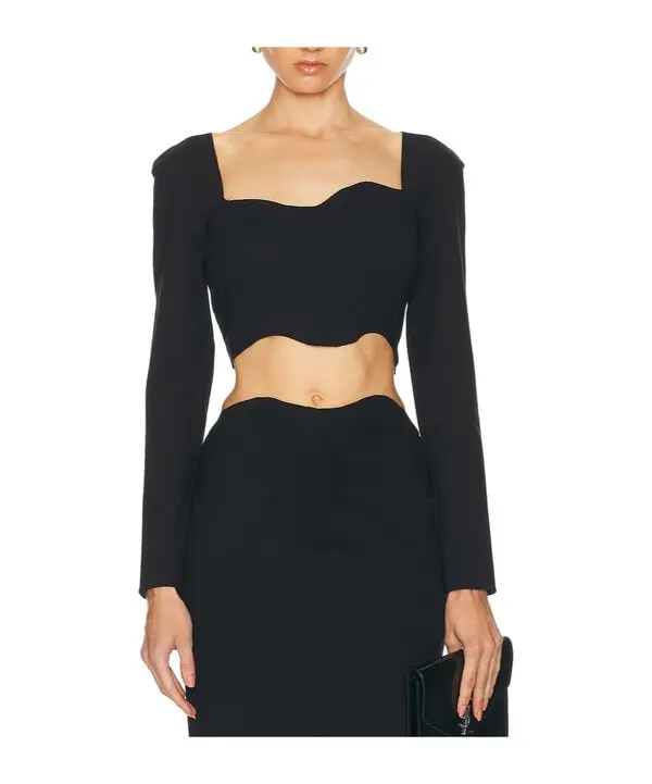 Staud Corde Long-sleeved Cropped Top