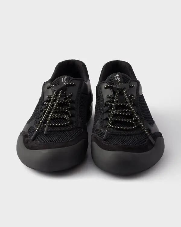 Prada Speedrock Mesh Panelled Sneakers - Black