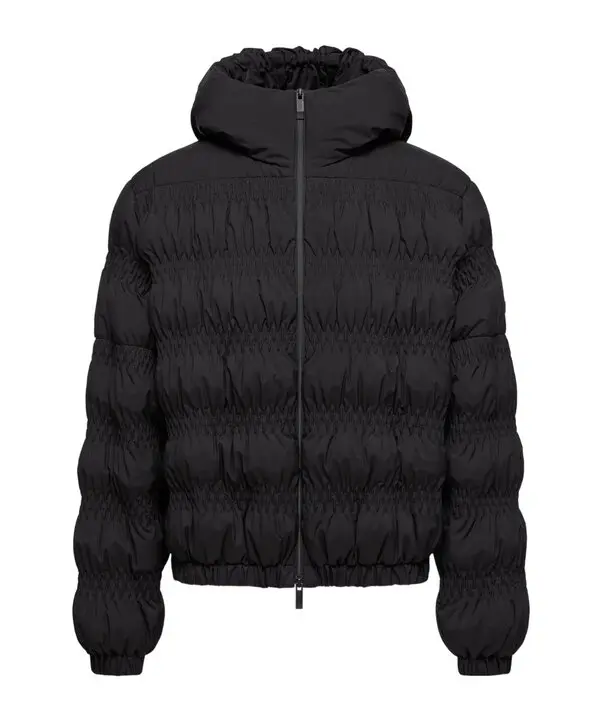 Moncler Gather-quilted Hooded Short Down Jacket