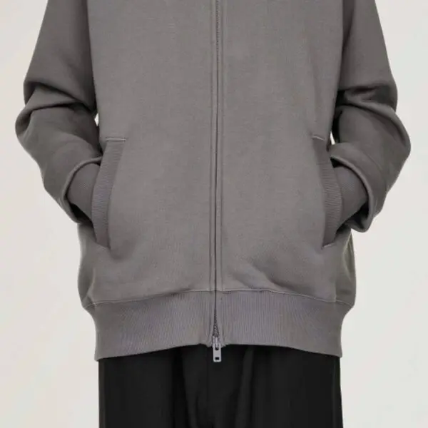 Y3 Zip Track Top With Ribbed Details - Grey