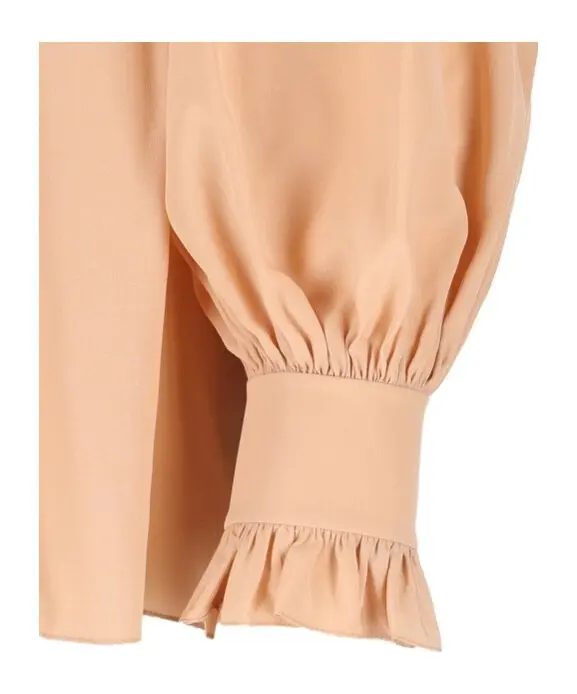 Chloé Ruffled Tie-neck Blouse - Nude
