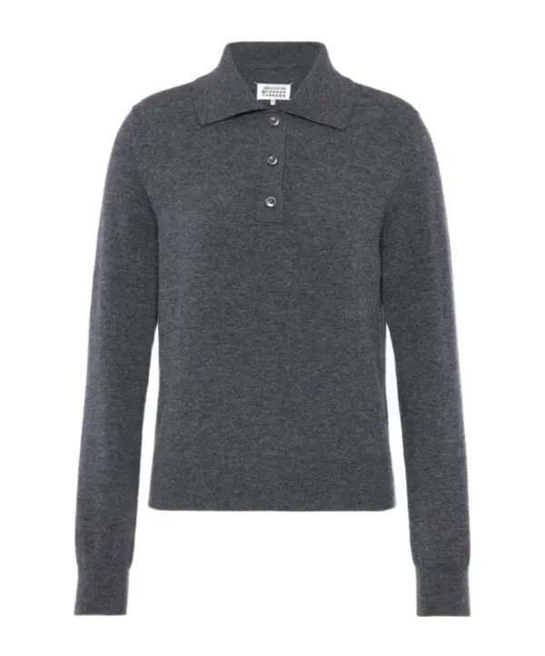 MAISON MARGIELA Knitted Polo Top - Black