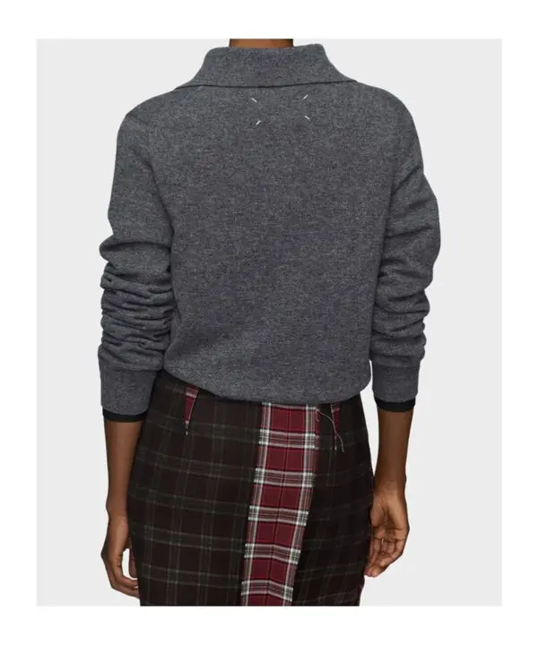MAISON MARGIELA Knitted Polo Top - Black