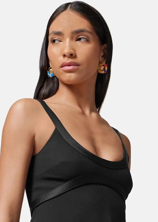 Versace Butterfly And Dot Print Sleeveless Mini Dress