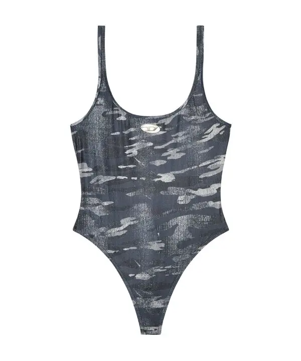 DIESEL® Ut-body-utlt One Piece Swimsuit With Camouflage Print And Logo Detail - Black
