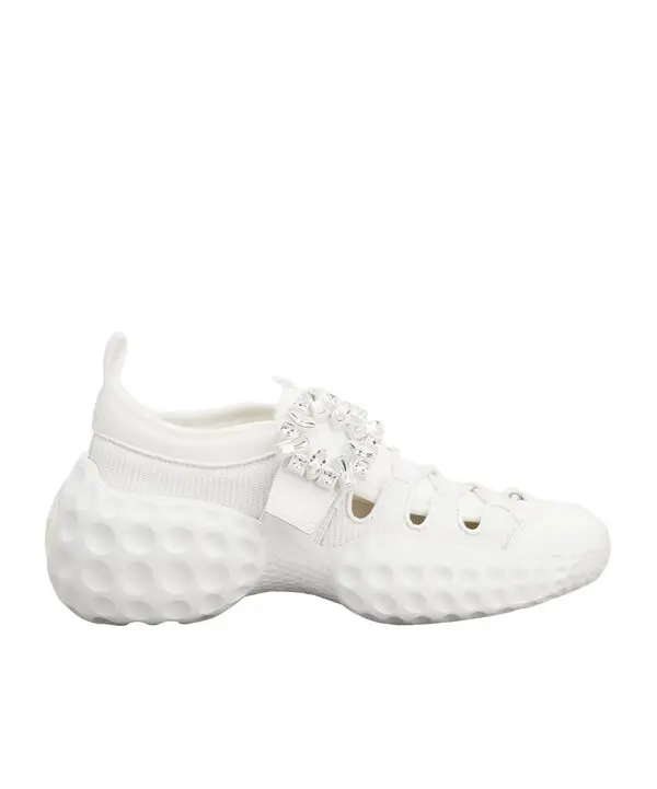 ROGER VIVIER Viv' Run Light Trekky Sneakers With Embellished Buckle - White