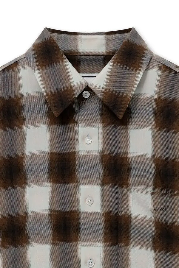 WOOYOUNGMI Check Logo Patch Shirt - Gray