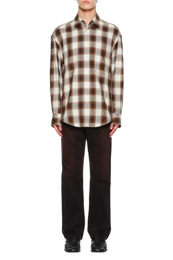 WOOYOUNGMI Check Logo Patch Shirt - Gray