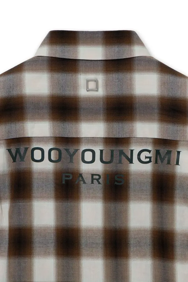 WOOYOUNGMI Check Logo Patch Shirt - Gray