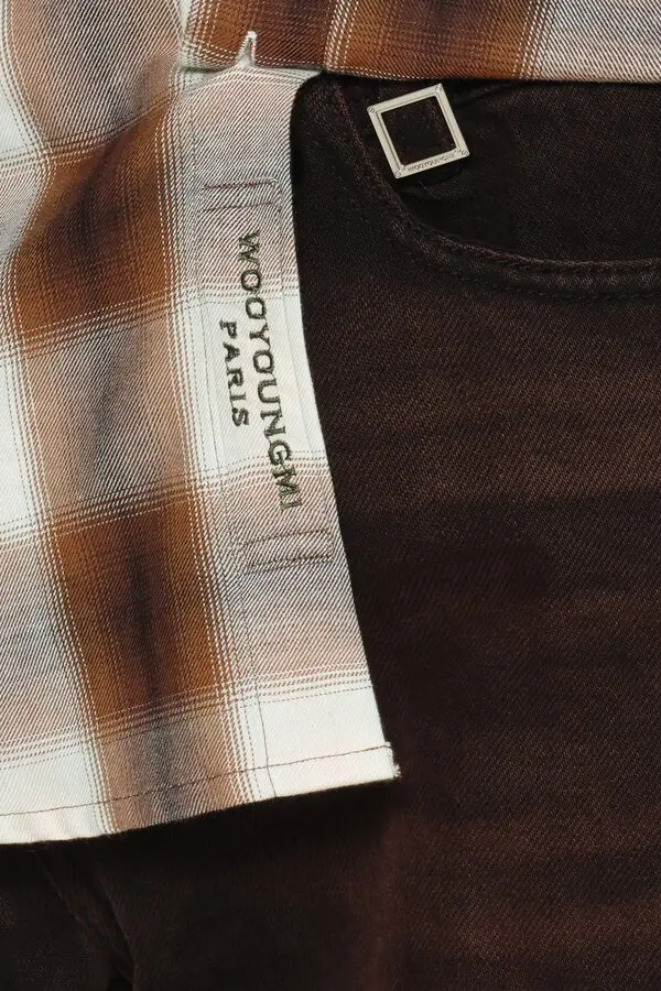 WOOYOUNGMI Check Logo Patch Shirt - Gray
