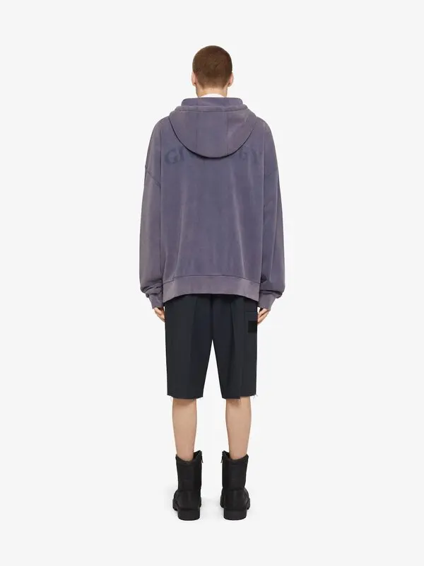 Givenchy Distressed Logo Hoodie - Medium Blue