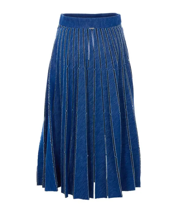 TWINSET Pleated Midi Skirt With Openwork Details