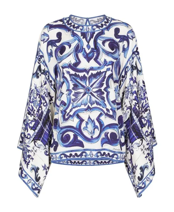 Dolce & Gabbana Majolica-print Charmeuse Blouse