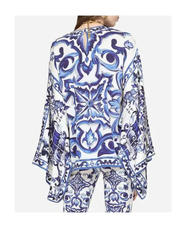 Dolce & Gabbana Majolica-print Charmeuse Blouse