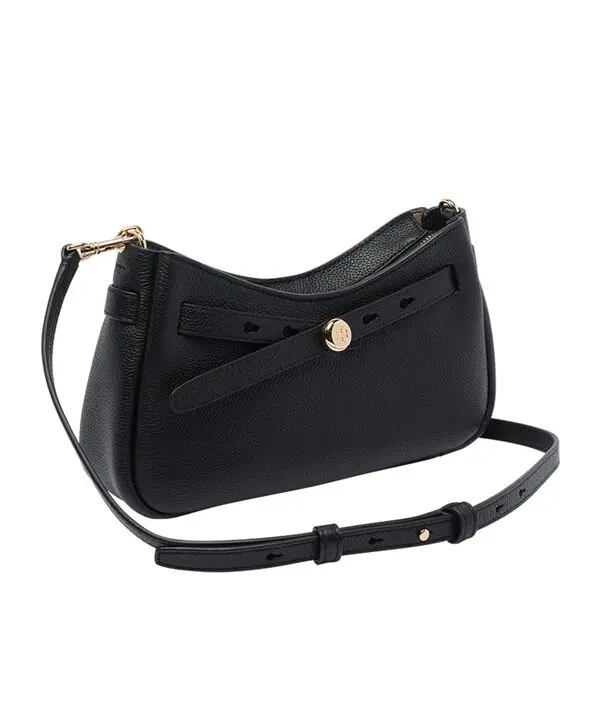 Tory Burch Logo Plaque Zipped Shoulder Bag - Black