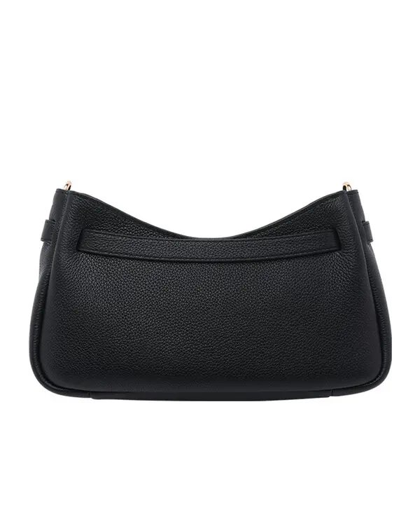 Tory Burch Logo Plaque Zipped Shoulder Bag - Black