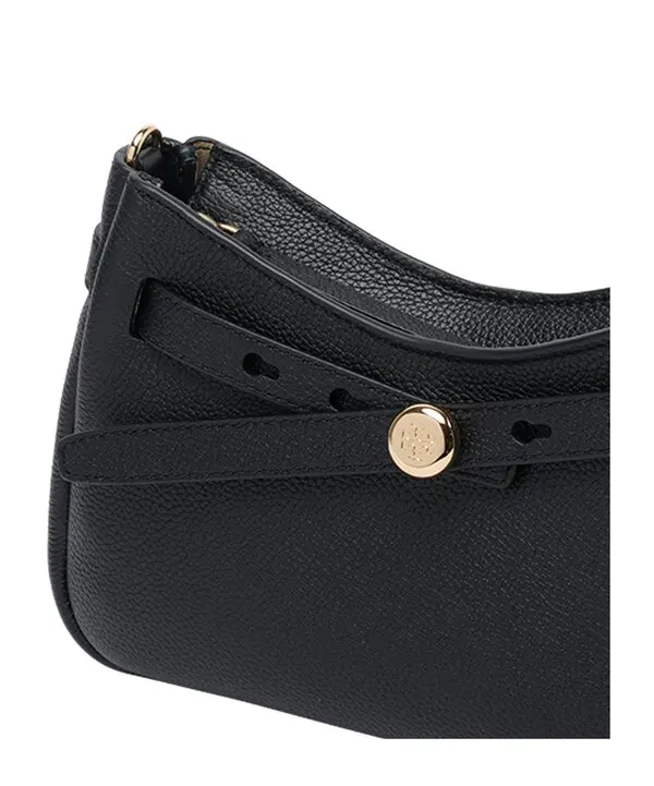 Tory Burch Logo Plaque Zipped Shoulder Bag - Black