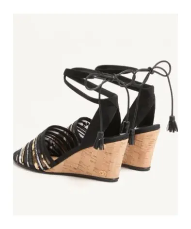 Valentino Garavani 75mm La Cruisette Sequin Wedge Sandals