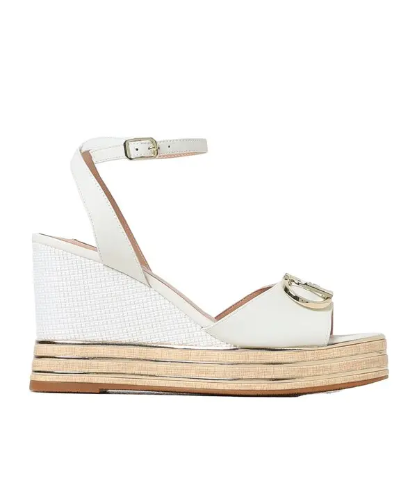 Liu Jo Sand 01 Logo Plaque Wedge Sandals - White