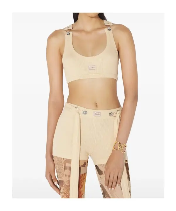 JEAN PAUL GAULTIER Ribbed Sleeveless Vest With Engraved Buckles
