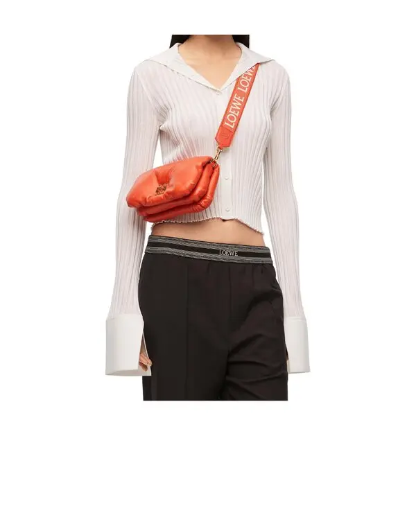 Loewe Anagram Jacquard And Calfskin Strap - Red