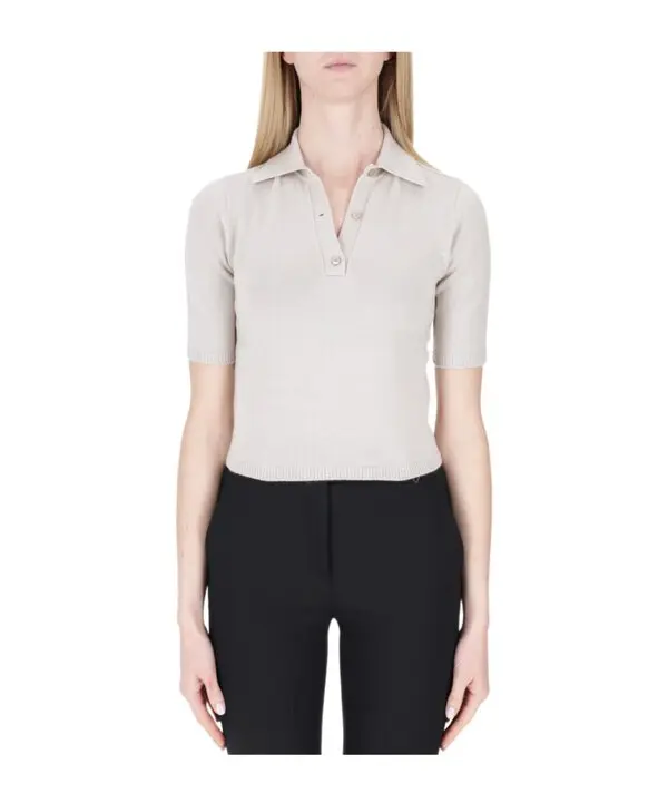 Max Mara Short-sleeved Wool Polo Shirt - White