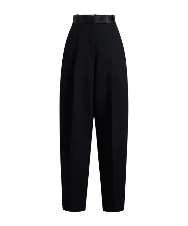 Khaite Pleated Wide-leg Trousers - Black