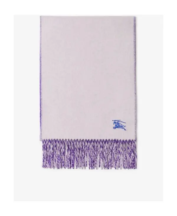 Burberry Logo Embroidered Fringed Edge Scarf