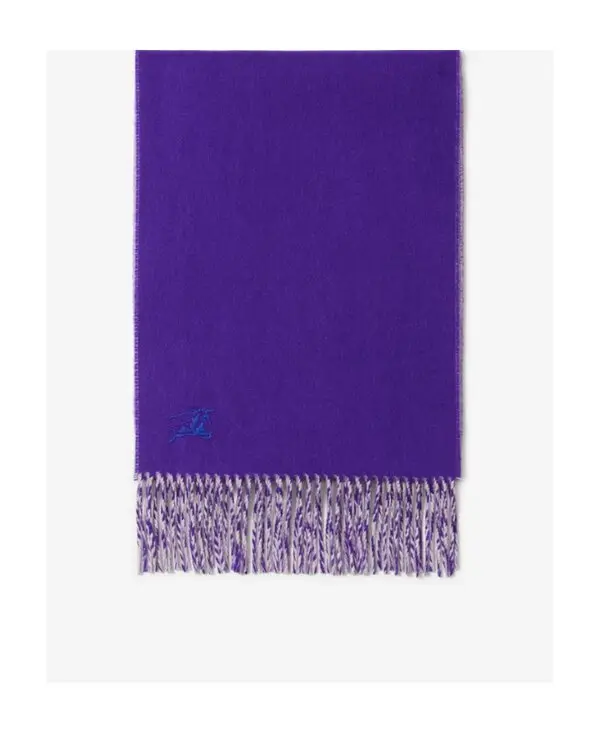 Burberry Logo Embroidered Fringed Edge Scarf