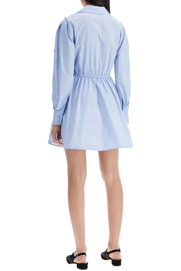SELF-PORTRAIT Embellished Long-sleeved Mini Shirt Dress