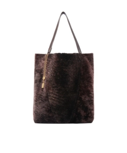 Chloé Spin Shearling Shoulder Bag - Cognac Brown