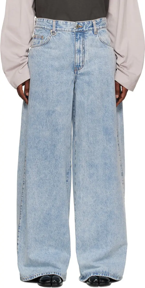 We11Done Low-rise Faded Wide-leg Denim Jeans