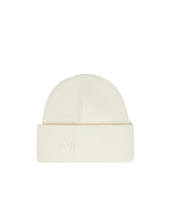 Max Mara Ribbed Beanie With Embroidered Logo - White